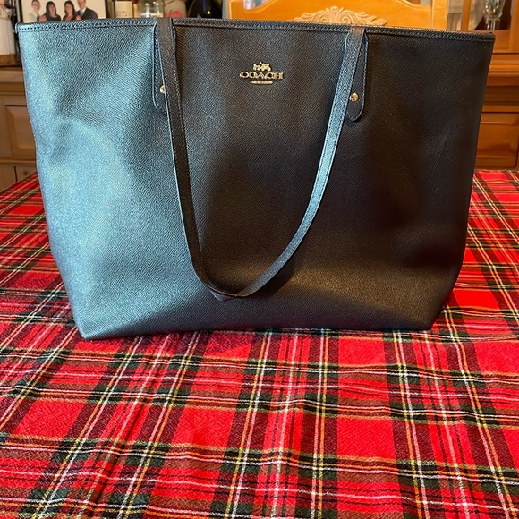 Coach | Bags | Coach Large Navy Blue Tote With Zipper | Poshmark